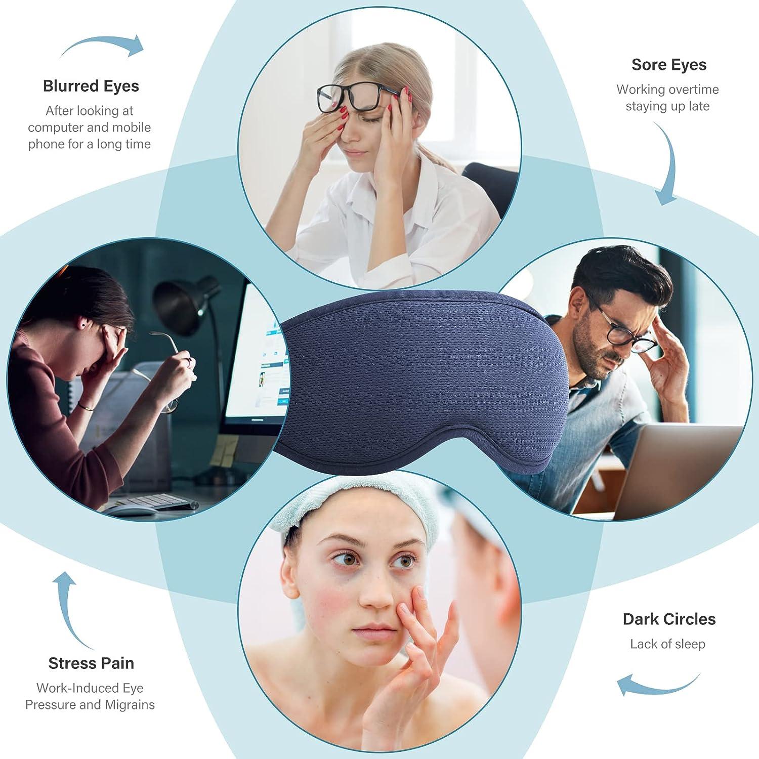 Heated Massage Eye Mask with 3 Vibration Modes | USB Heating, 3D ...