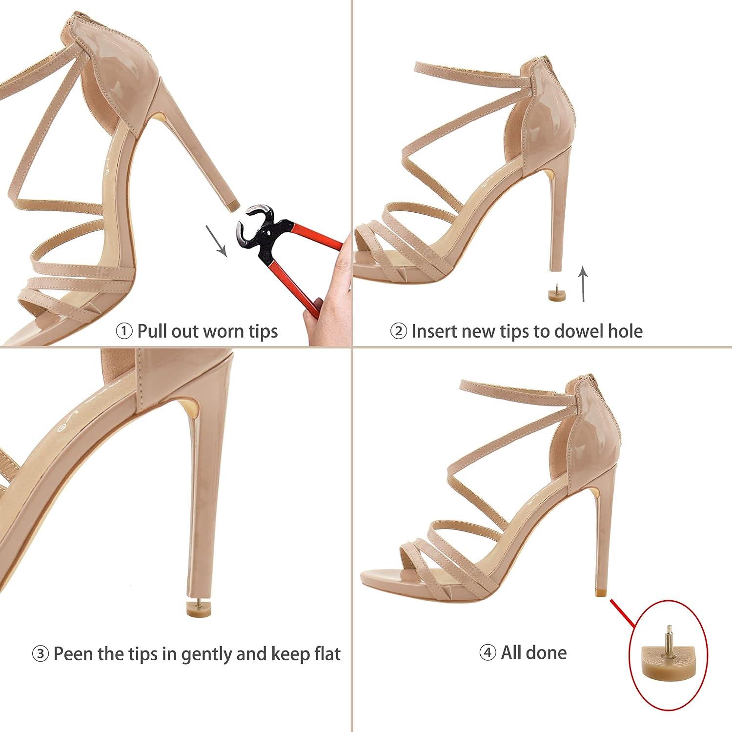 10 Pcs Beige Plastic High Heel Tips 22mm x 21mm for Ladies - uxcell ...