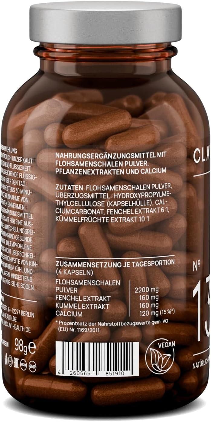 Buy Vegan Psyllium Capsules - 2200mg Daily Dose with Caraway & Fennel ...