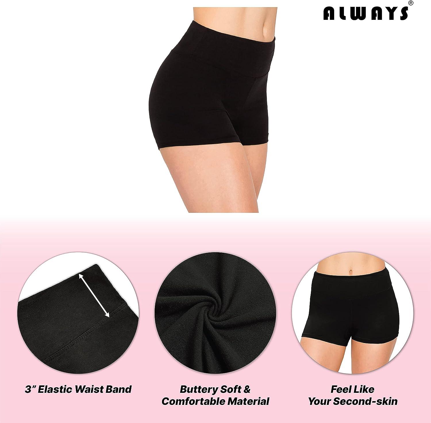ALWAYS Women Premium Soft Yoga Shorts in Black - Medium, Perfect for ...