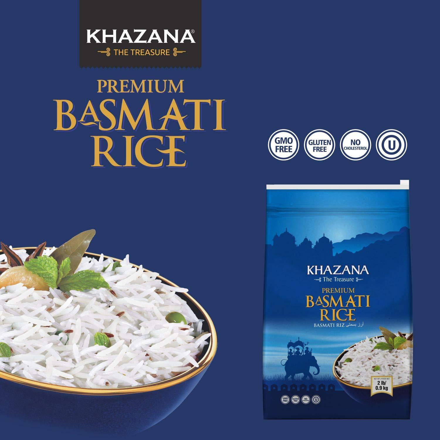Khazana Premium Basmati Rice - 2lb Resealable Bag | Non-GMO, Gluten ...
