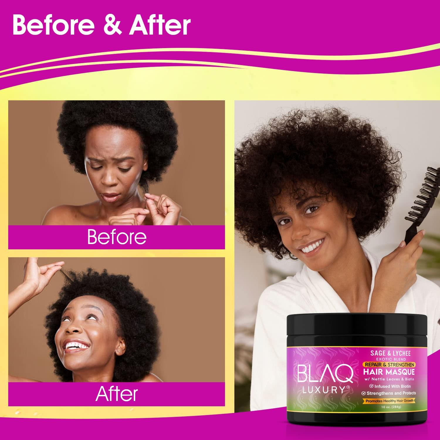 Blaq Luxury Sage & Lychee Hair Masque - Anti-Breakage Treatment with ...
