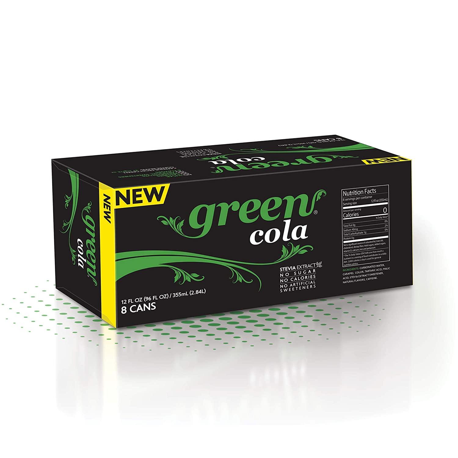 Green Cola - Sugar Free & Zero Calories, Naturally Sweetened with ...