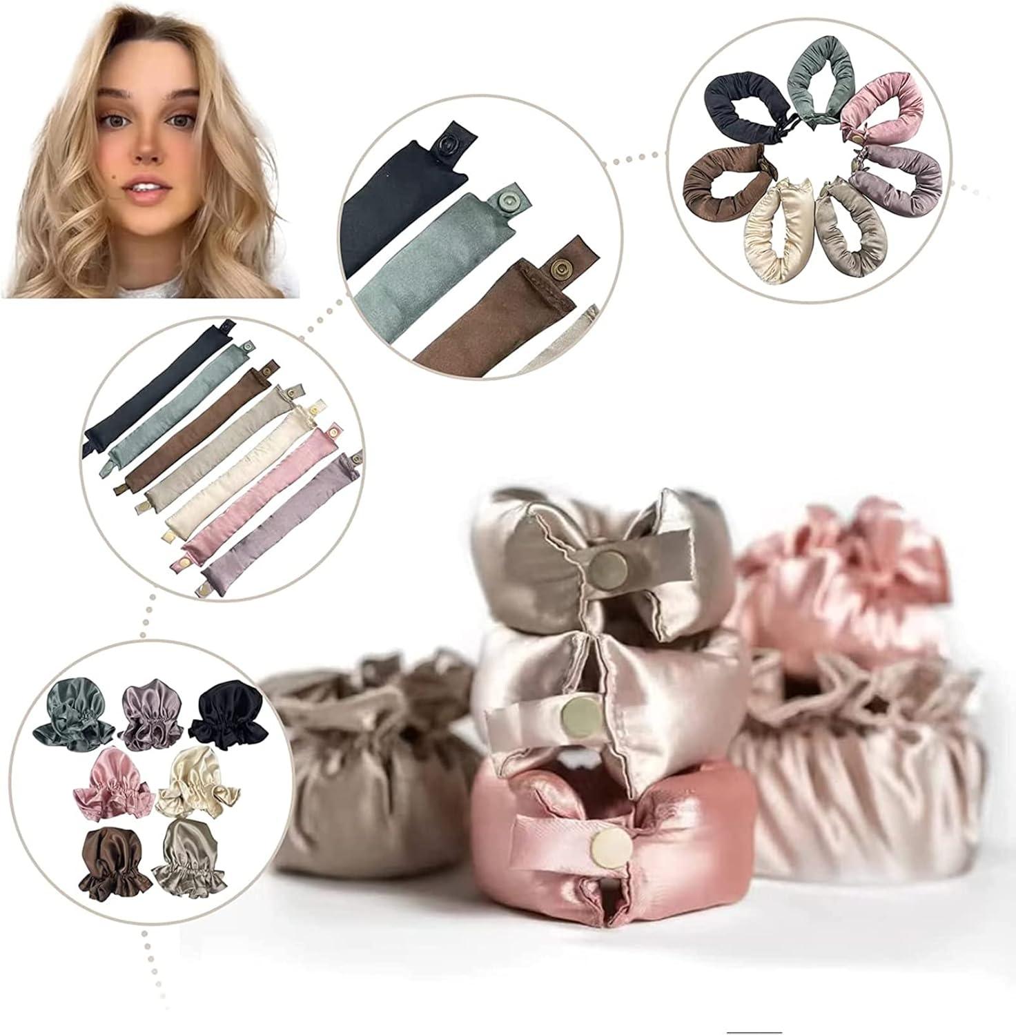 Satin Heatless Curling Set - Curling Stick + Curly Hair Cover Zero Heat ...