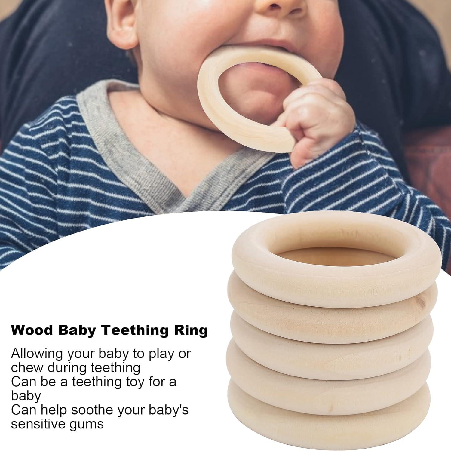 Wooden Baby Teething Ring - Safe Non-Toxic 50mm Teething Rings for ...