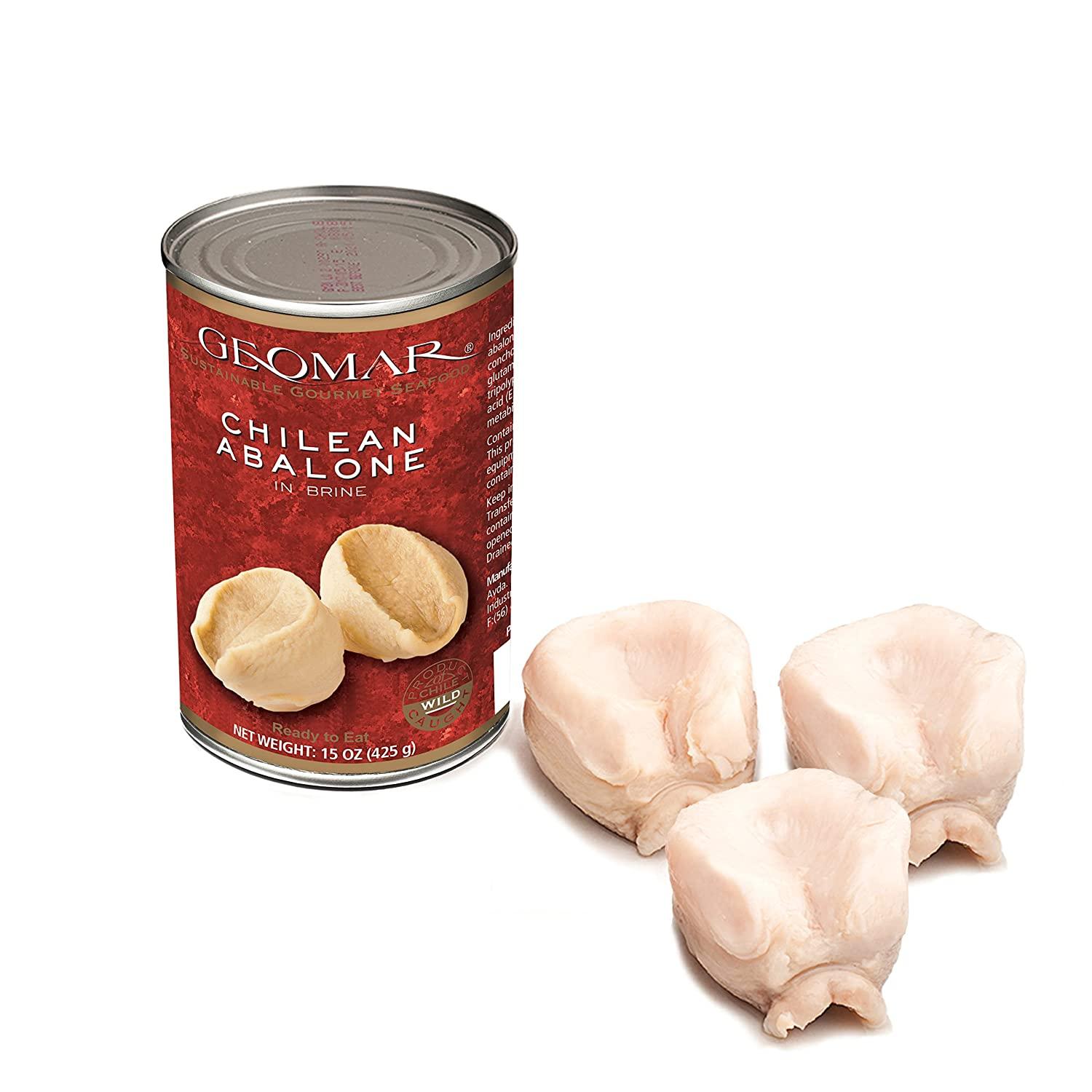 GEOMAR Locos Chilean Abalone in Brine - Sustainable & Ready-to-Eat - 3 Pieces per Can (15 oz ...