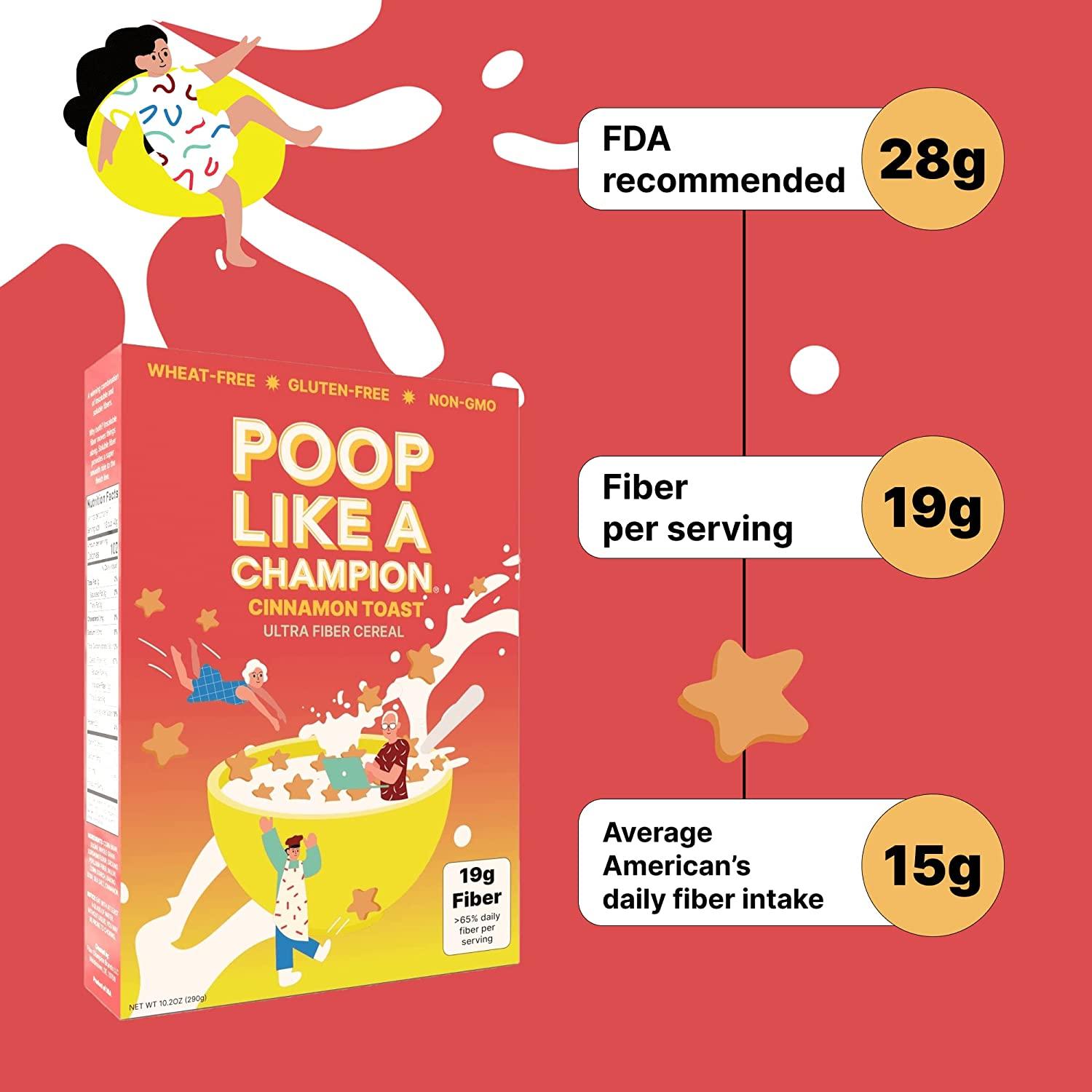 Poop Like A Champion Cinnamon Toast High Fiber Cereal - Keto Friendly ...