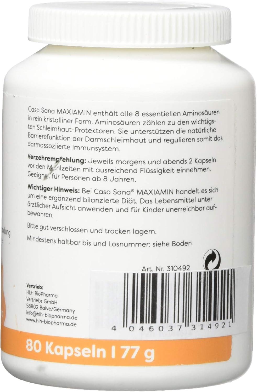 Casa Sana Maxiamin - 80 Capsules of BCAA Amino Acids for Athletes ...