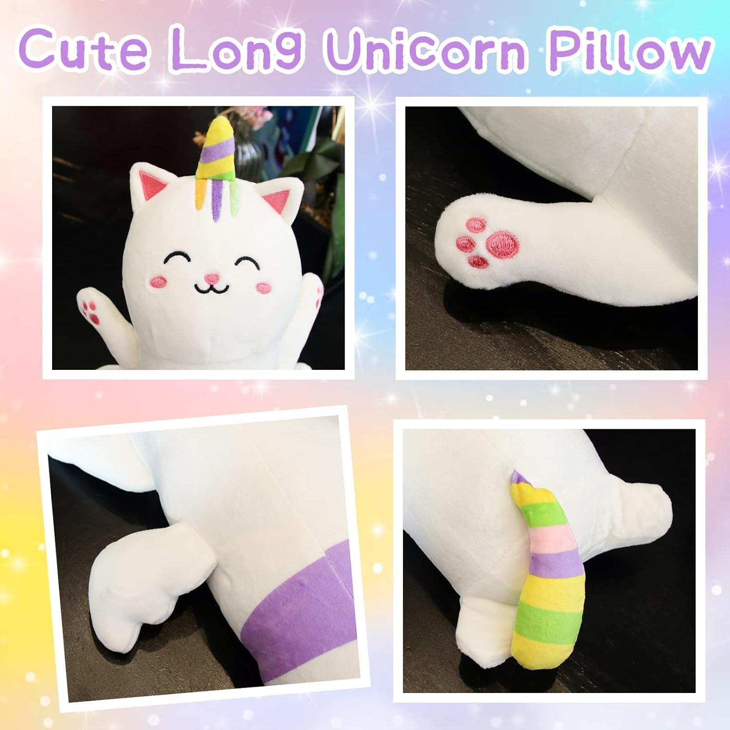 80cm Long Unicorn Plush Pillow | Kawaii Unicorn Stuffed Animal Hugging ...