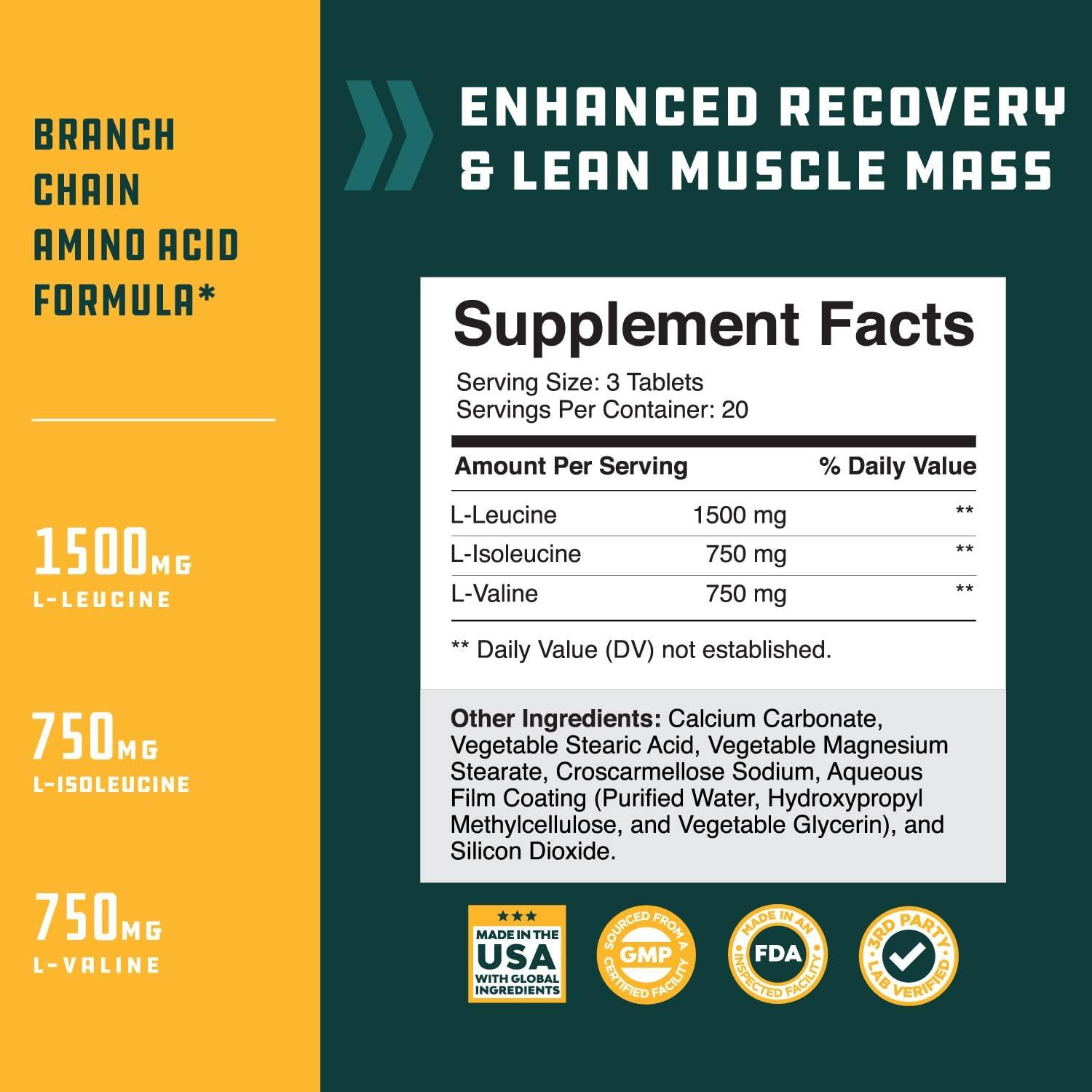 Natures Craft BCAA Supplement for Muscle Building & Workout Support ...