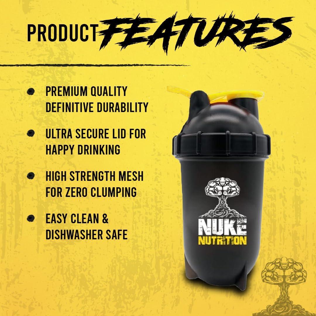 Nuke Nutrition 500ml Protein Shaker Bottle - Zero Lumps Mixer for Gym ...