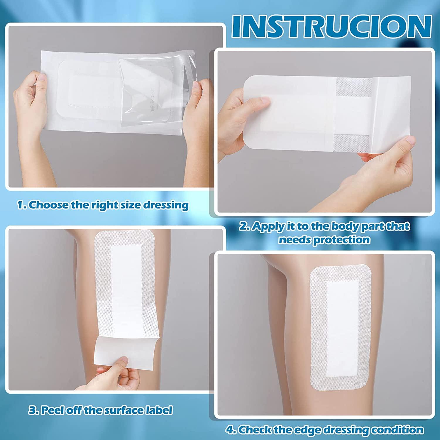 15-pc Sterile Adhesive Gauze Pads - 4x8 Inch Island Dressing Bandages with Breathable Borders ...