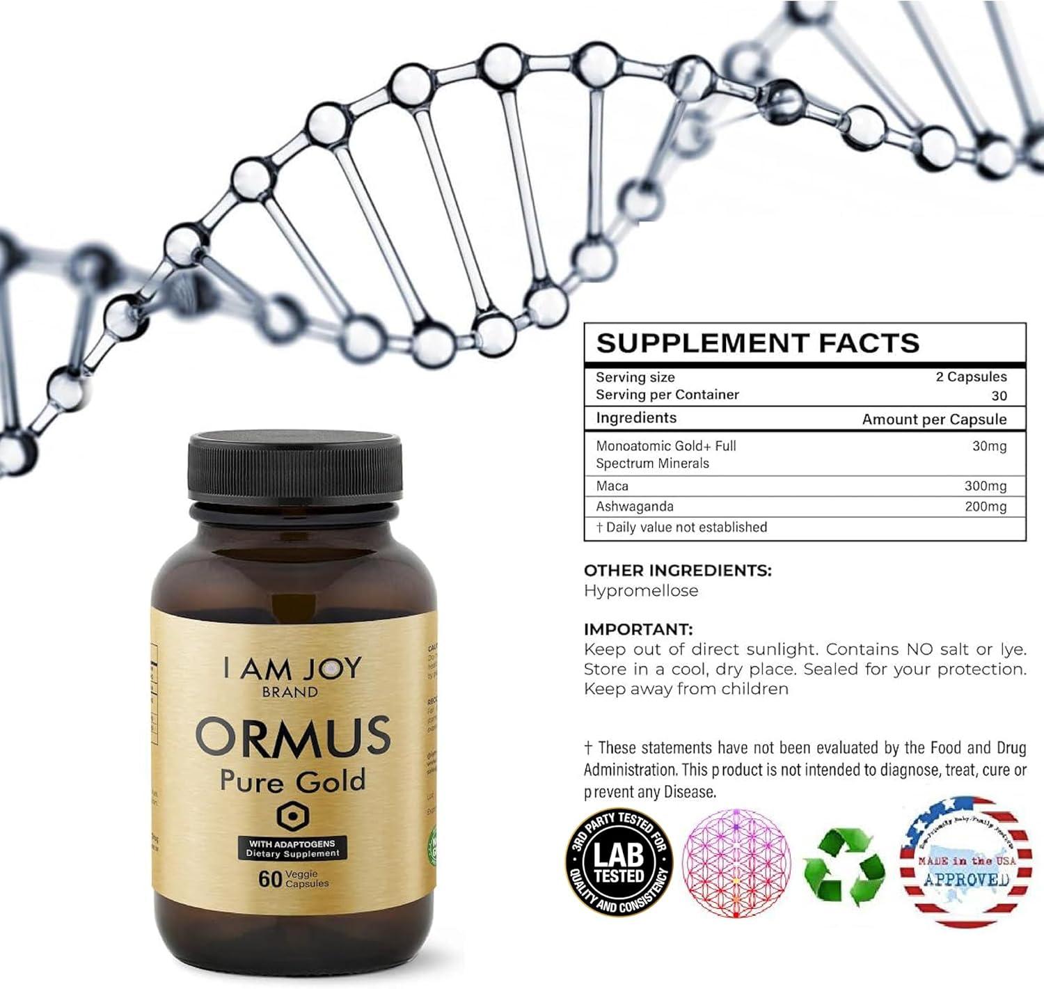 I Am Joy co. - Ormus Gold Capsules Monoatomic Elements with Adaptogens ...