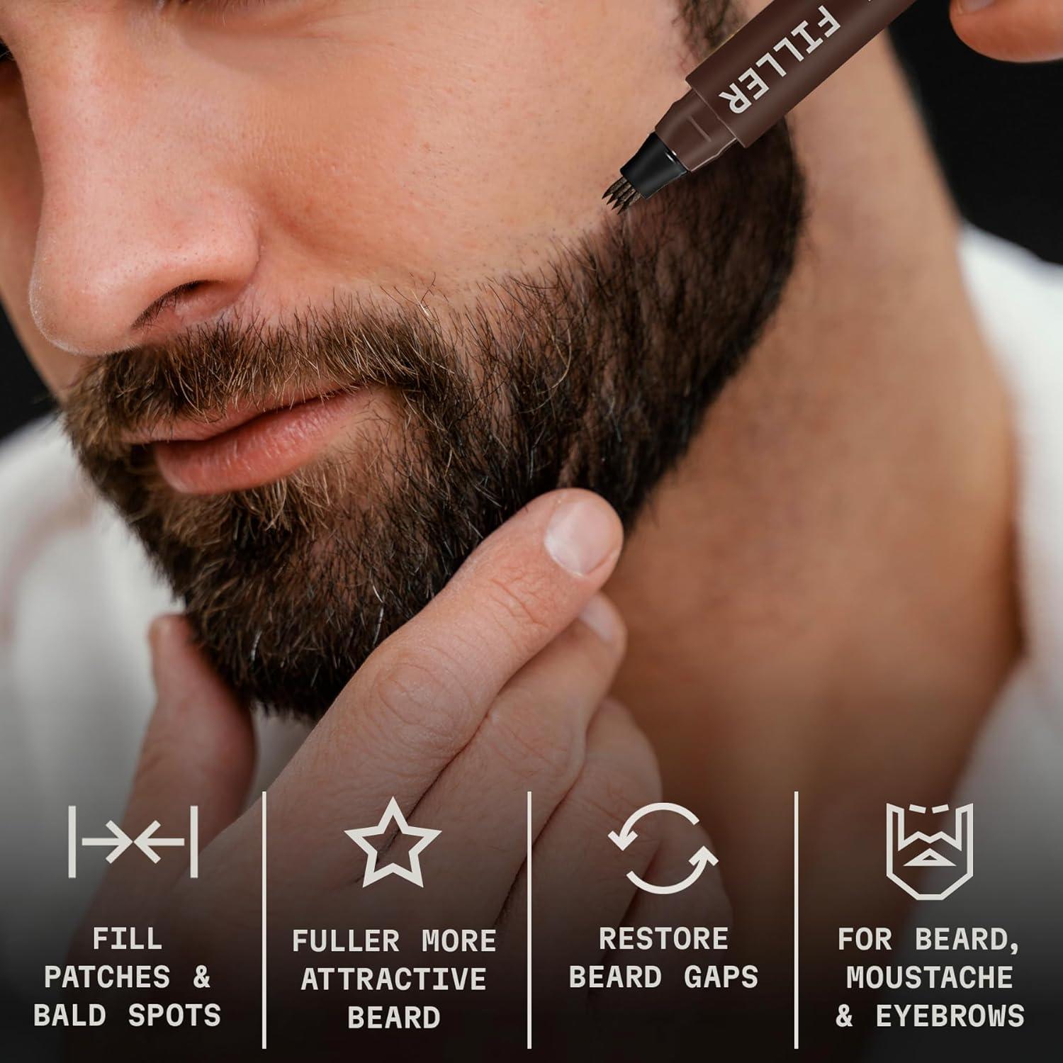 Dark Brown Beard Pencil Filler for Men (2 Pack) - Waterproof, Long ...