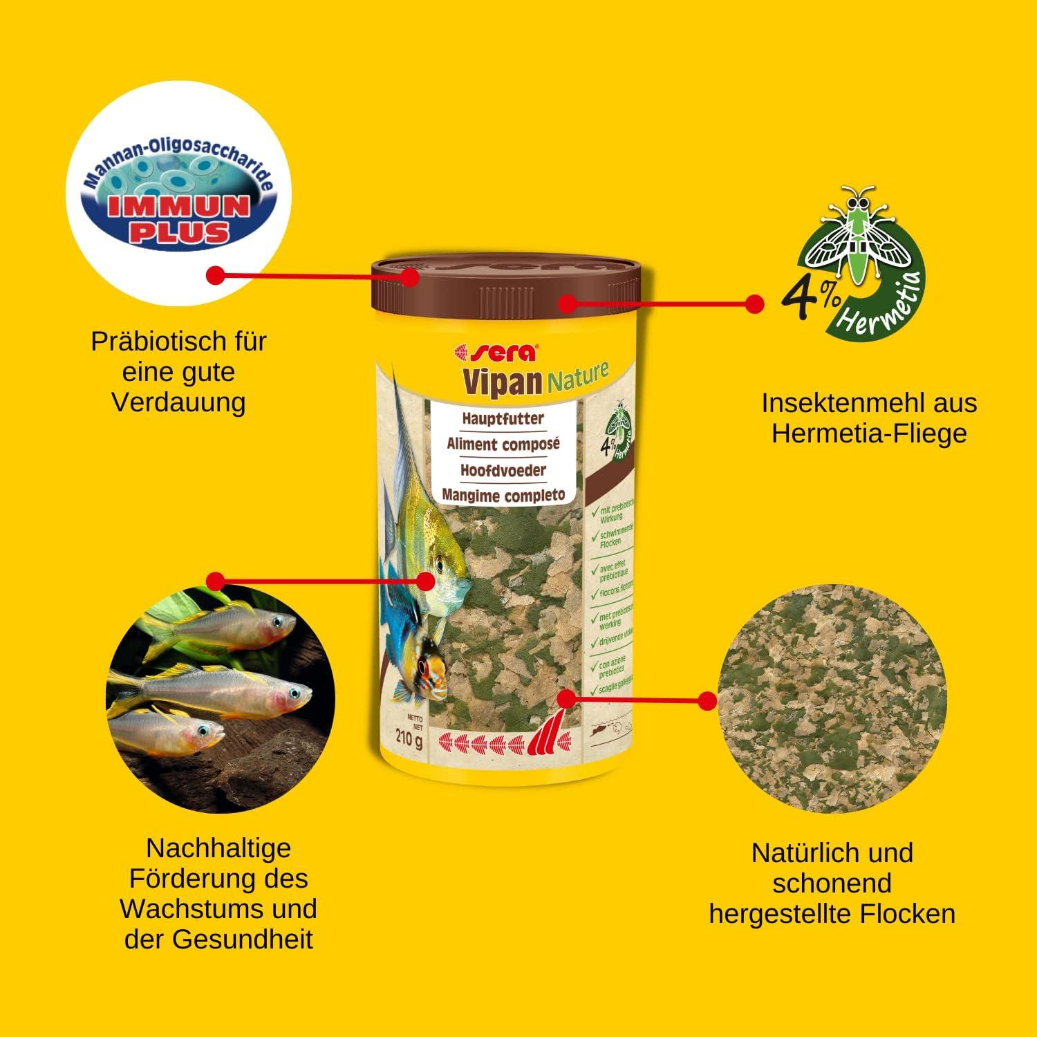 Buy Sera Vipan Fischfutter 1000ml | Prebiotic Aquarium Flakes with ...
