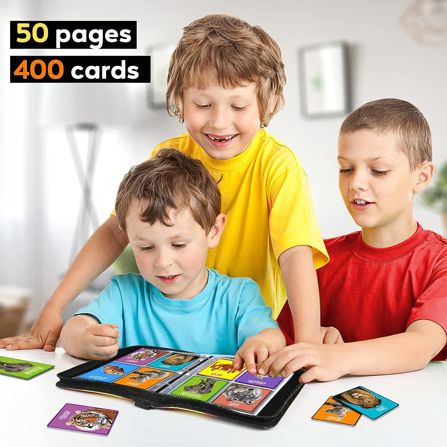 Trading Card Binder 4 Pocket 400 Cards - Yellow 3-Ring Collector Album ...
