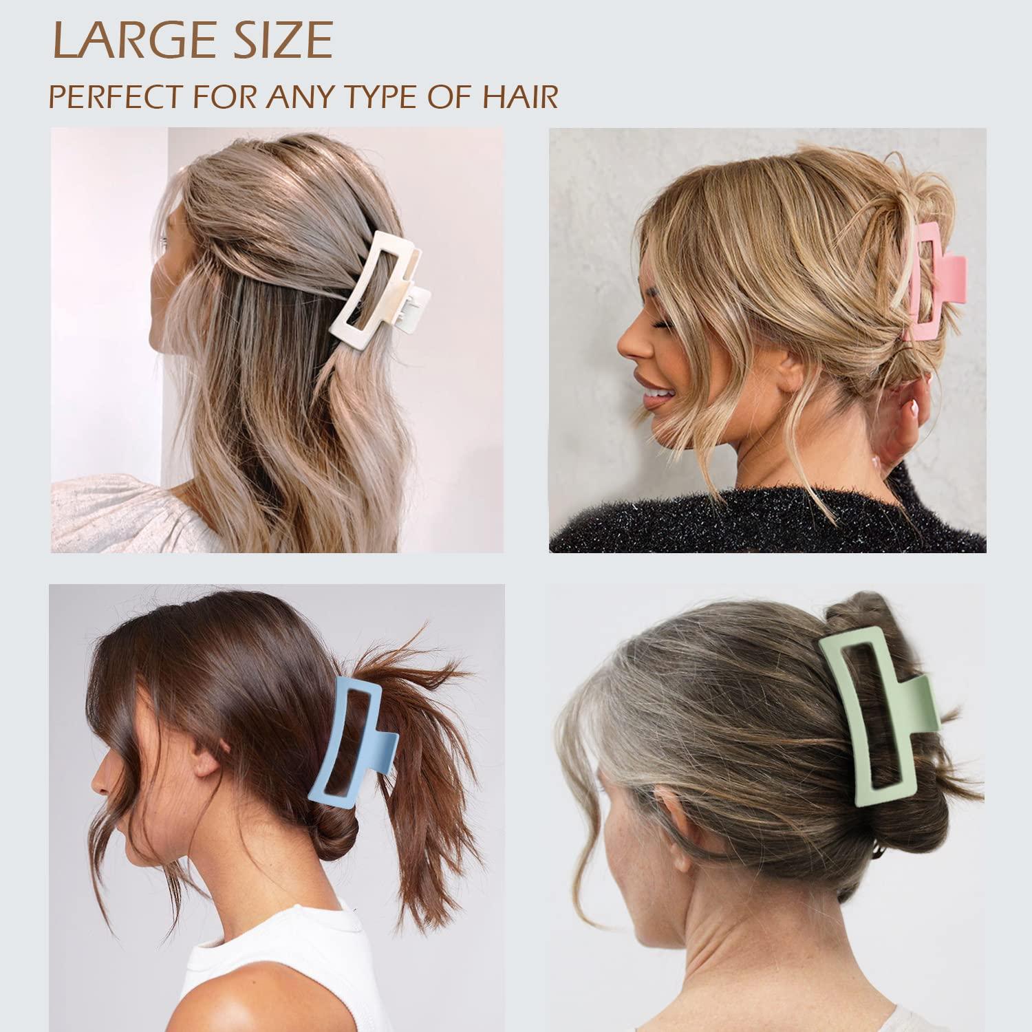 12 Pack Large Flower Hair Claw Clips - Square Matte Strong Hold for ...