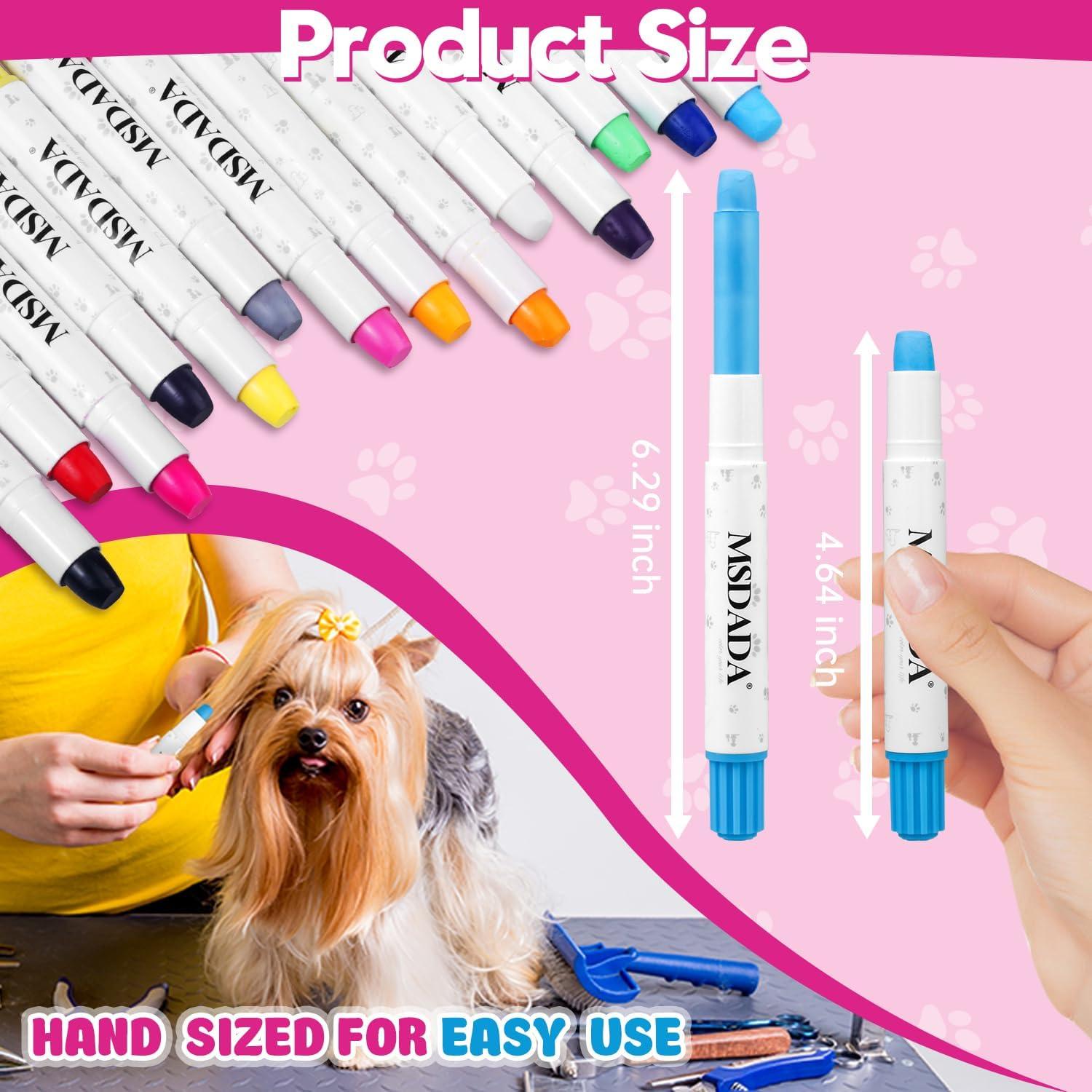 MSDADA 14 Colors Dog Hair Dye Chalk - Safe Temporary Color for Dogs ...