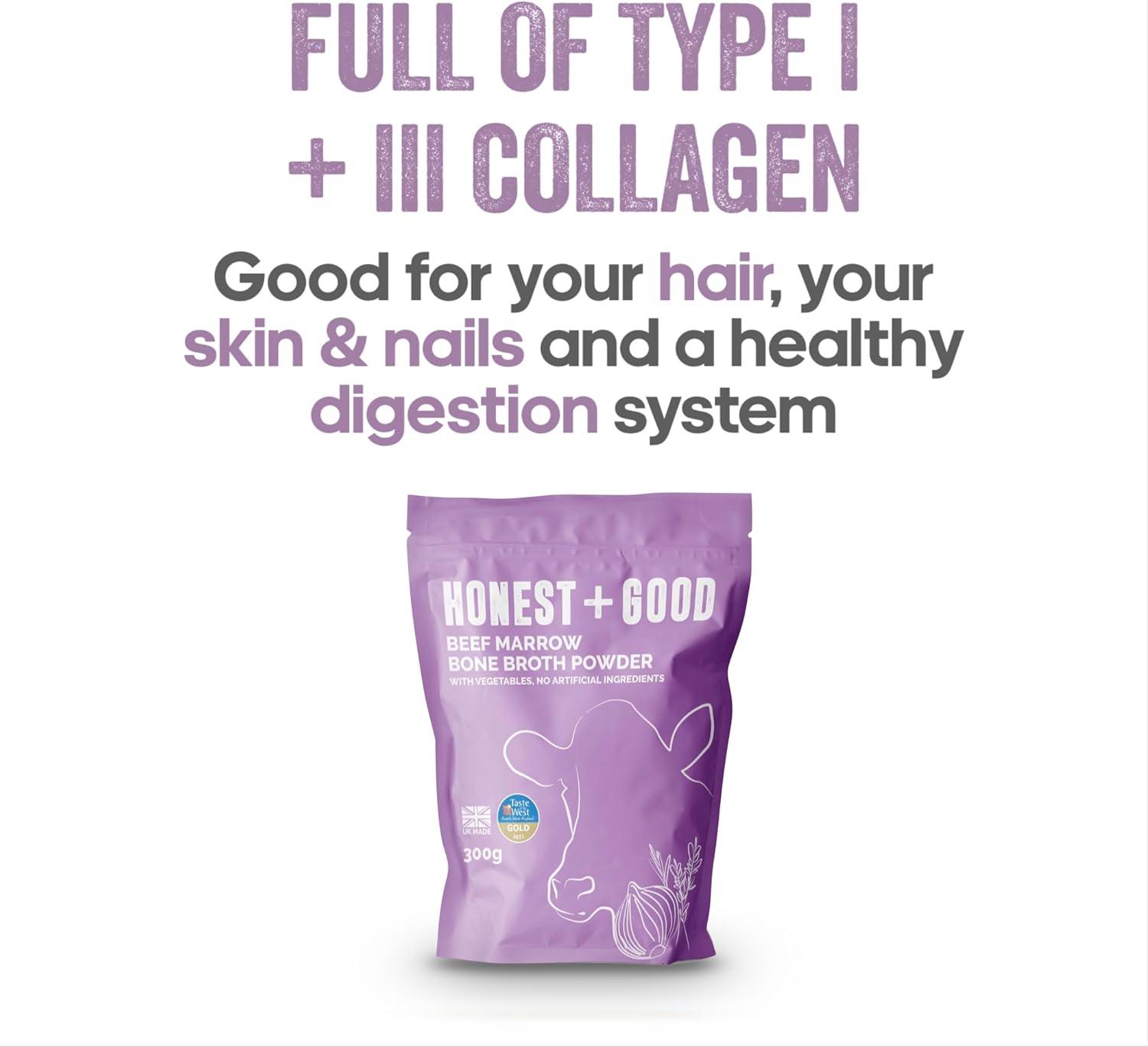 Honest + Good UK Grass Fed Beef Marrow Bone Broth Powder | 1 Month ...