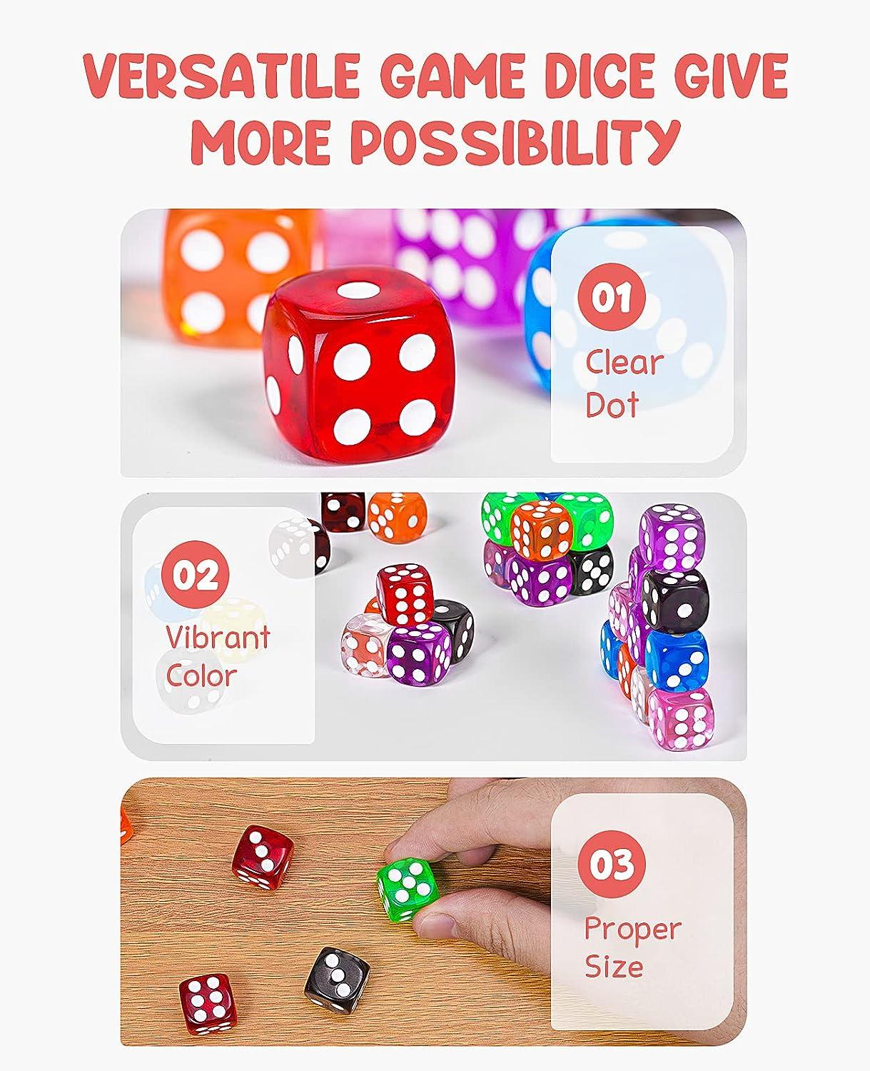 JoyCat 100 16mm 6 Sided Dice Set - Standard Game Dice for Kids and ...