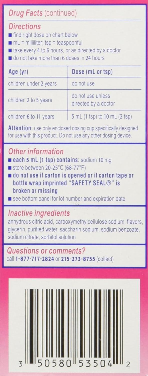 Children's Benadryl Antihistamine Allergy Relief Liquid - Dye-Free ...