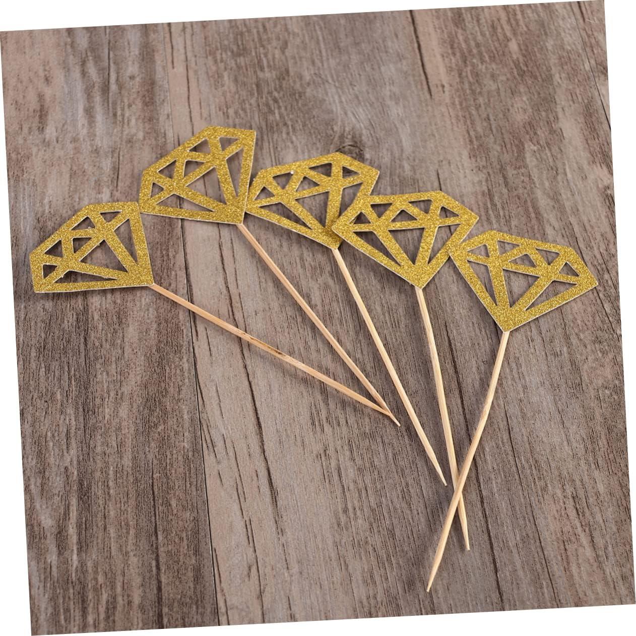 SEWACC 100 Pcs Diamond Dessert Topper Diamond Cupcake Topper Diamond ...