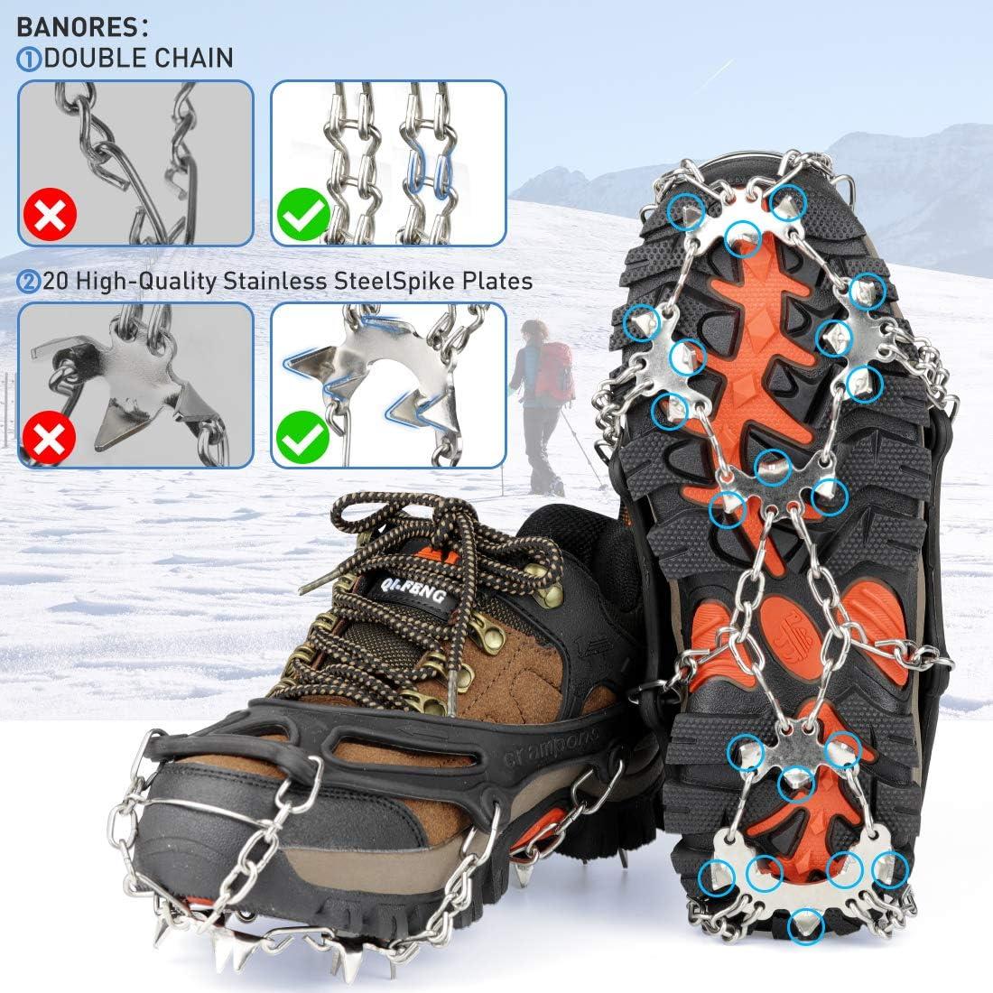 20-Spikes Traction Cleats for Ice and Snow - Ideal for Walking, Jogging ...