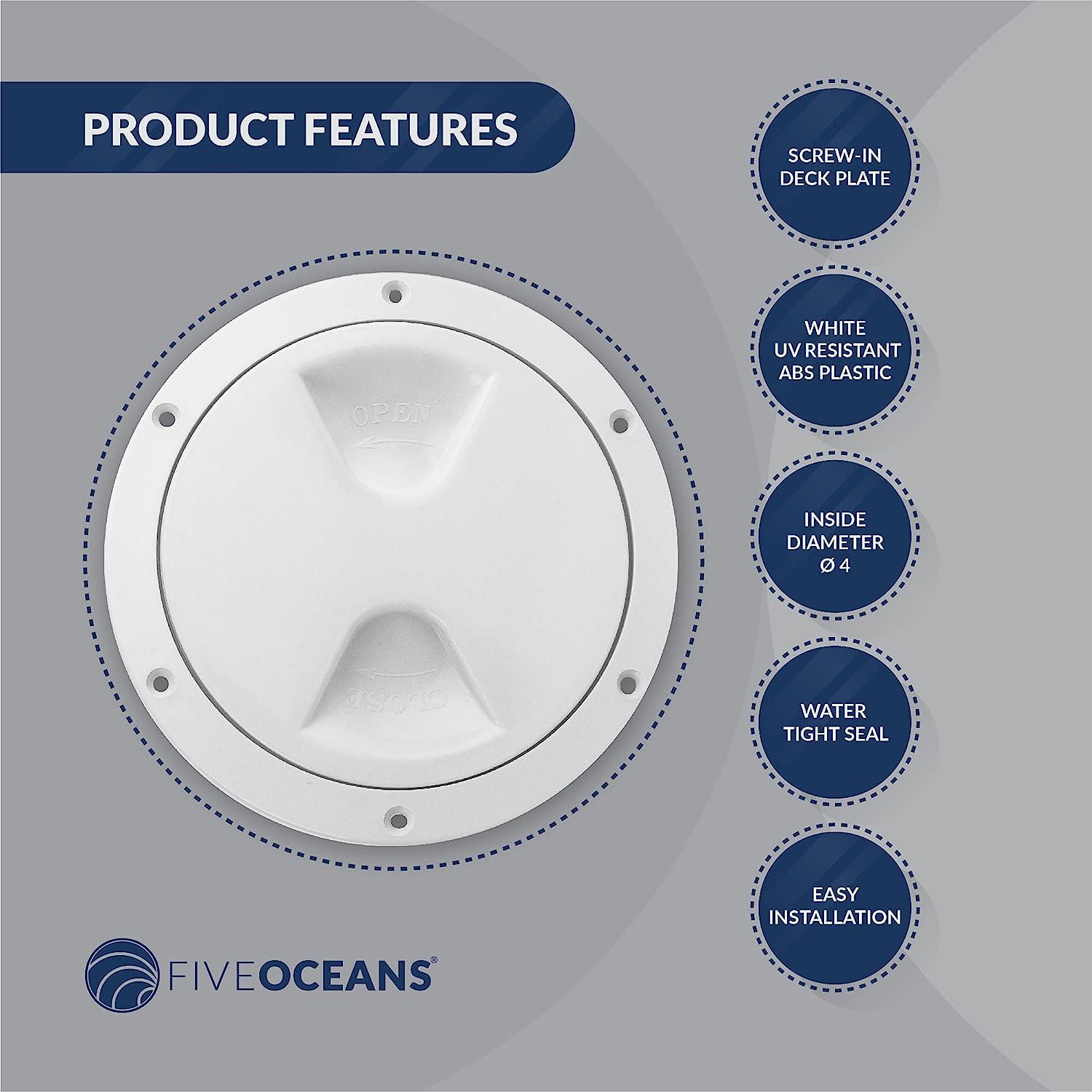 Five Oceans Marine Round Inspection Deck Plate Hatch - White, Water ...