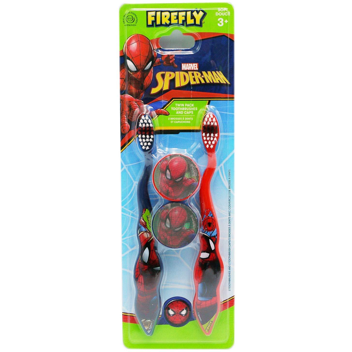 FIREFLY Spiderman Toothbrush Twin Set with Caps - Kids Oral Care ...