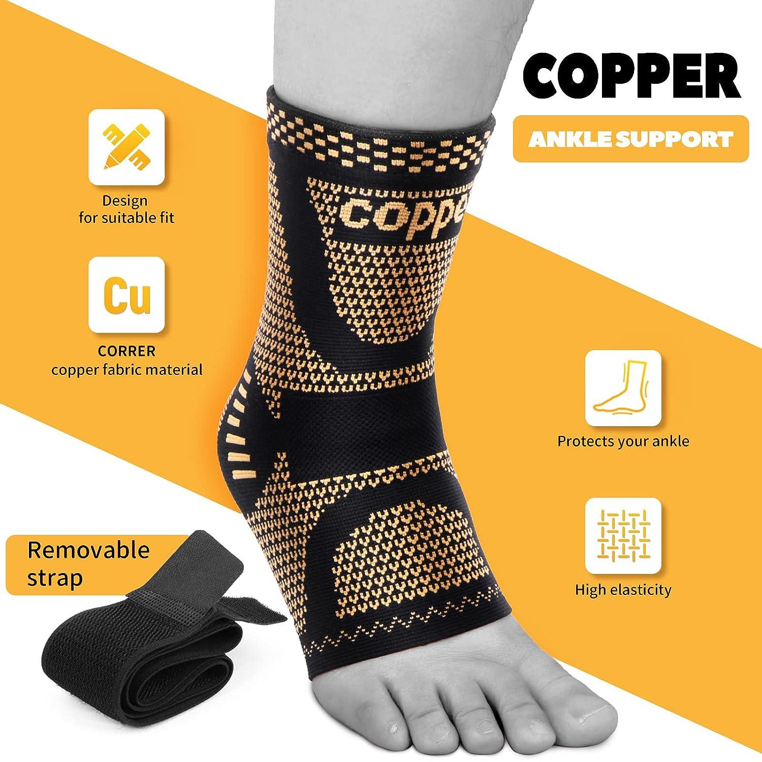 JIUFENTIAN Copper Ankle Brace Compression Sleeves (Pair) - Adjustable ...