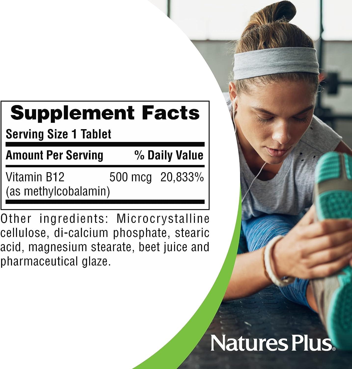 NaturesPlus Vitamin B12 (Methylcobalamin) 500mcg - 90 Vegetarian ...
