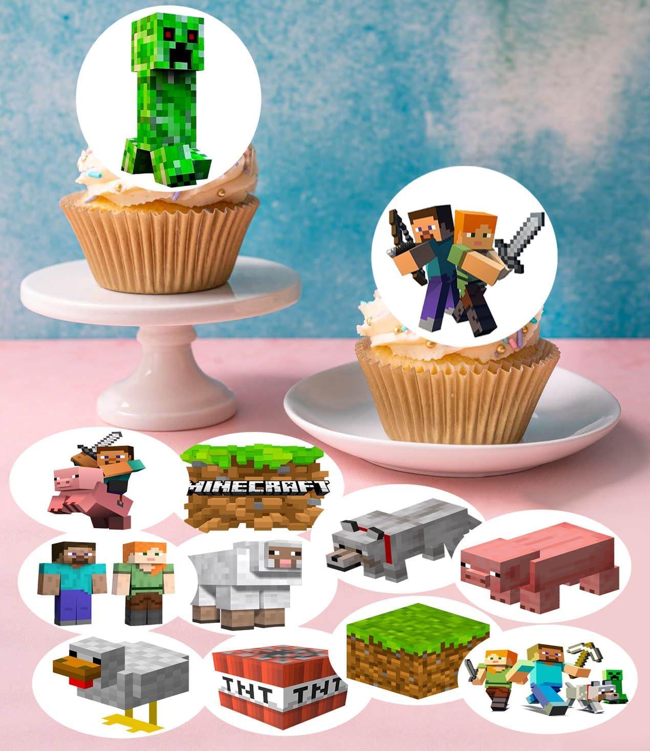 Pre-Cut Minecraft 1A Edible Stand up Wafer Paper Cupcake Toppers Cake ...