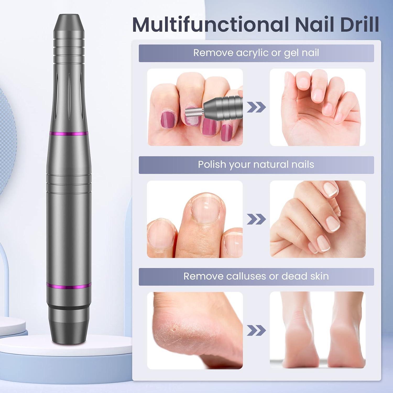 Professional Electric Nail File Set | Low Vibration 20000 RPM ...