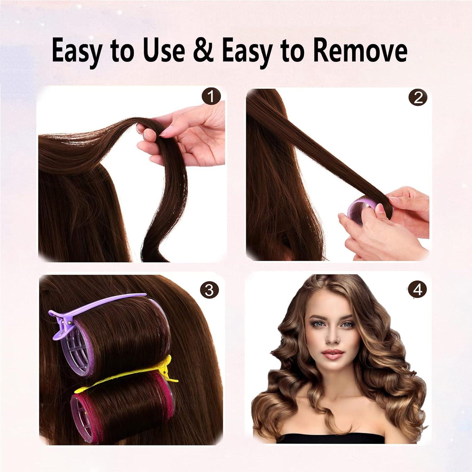 Jumbo Hair Rollers Set - 36 Pack Self Grip Rollers with Metal Clips ...