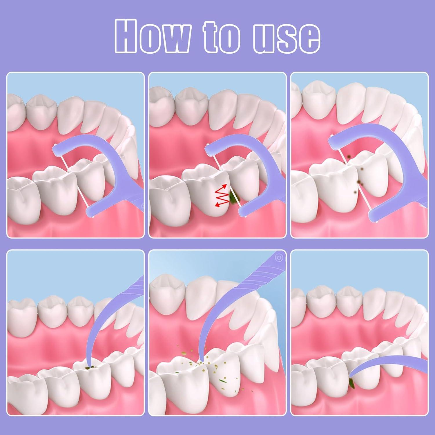 Dental Floss Sticks - 200 Pcs Disposable 2-in-1 Toothpick and Floss ...