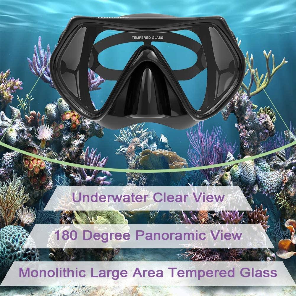 WACOOL Professional Snorkeling Diving Set with Anti-Fog Glass - Adults ...