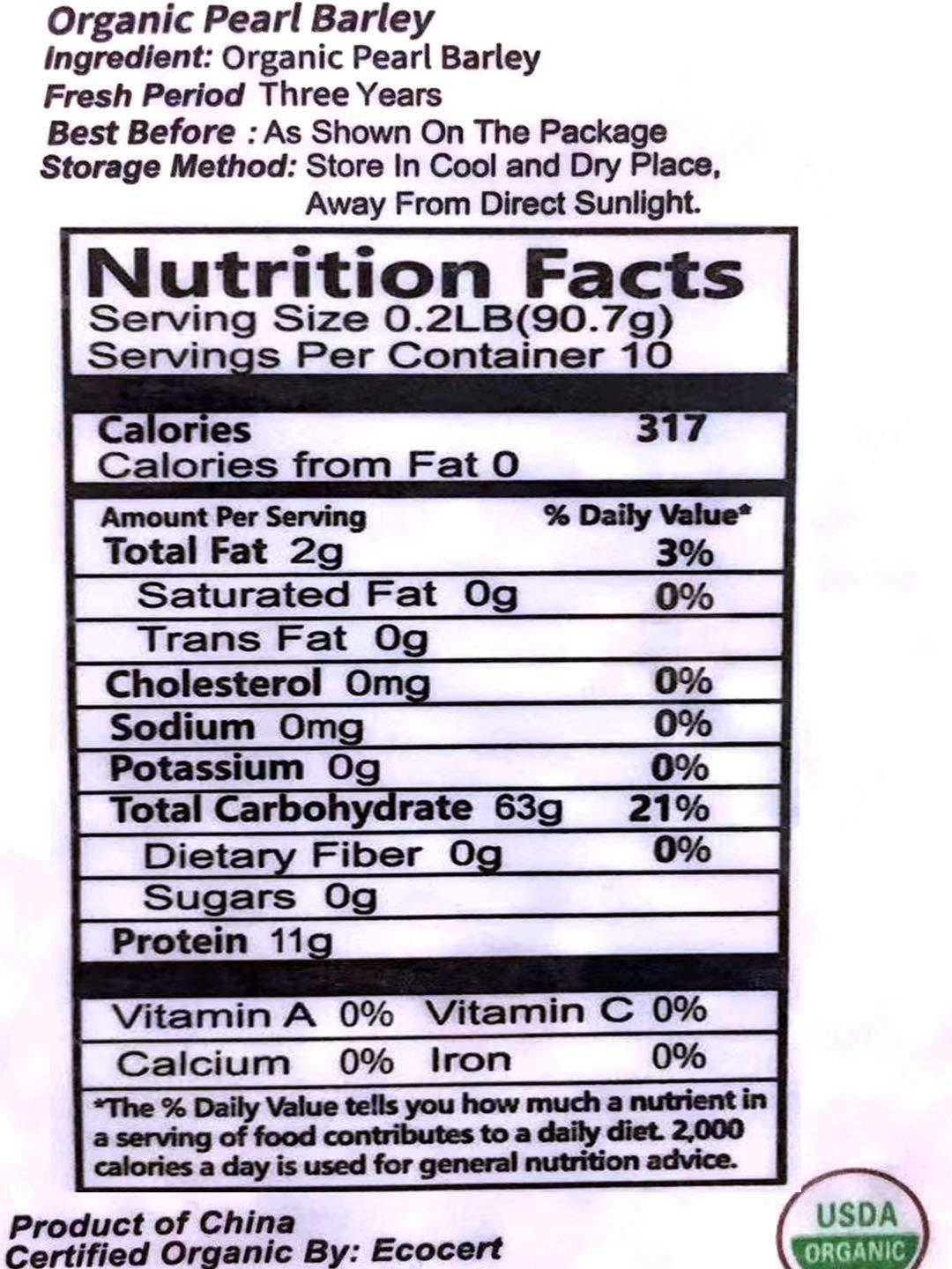 USDA Organic Pearl Barley - 2 Pounds (Pack of 1) | Premium Quality ...