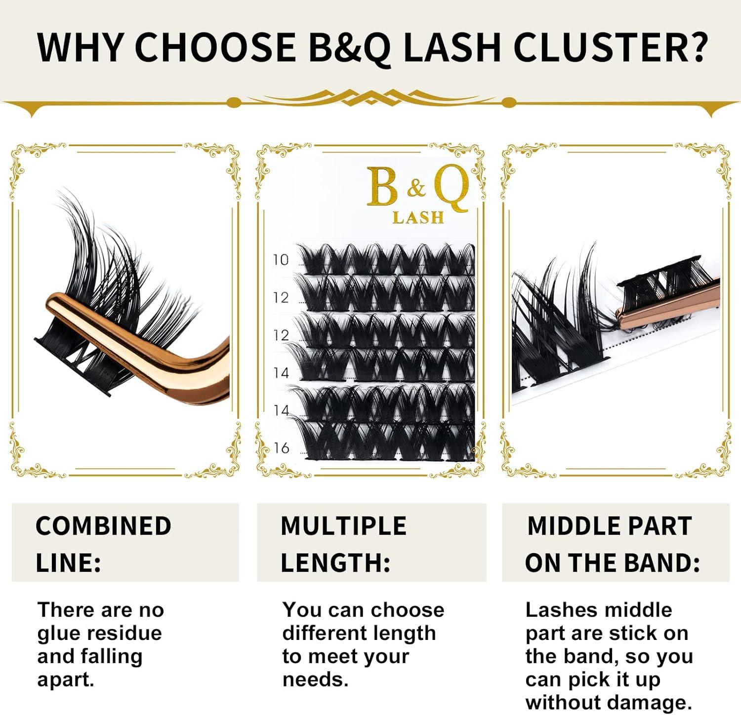 16mm D Curl B&Q Lash Clusters - 72 Natural DIY Eyelash Extensions | Buy ...