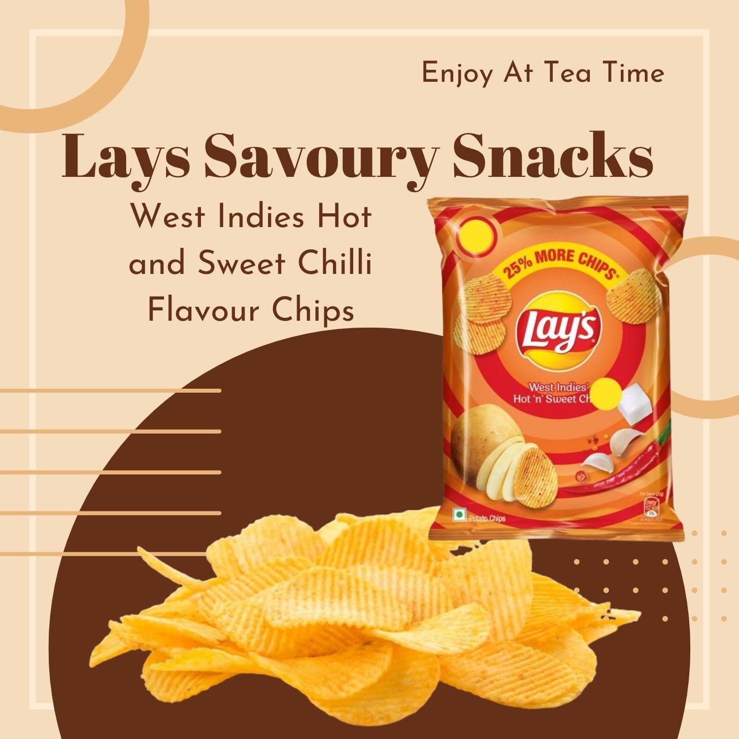 Lays Potato Chips (West Indies Hot and Sweet Chilli) Flavor (50 Gram ...