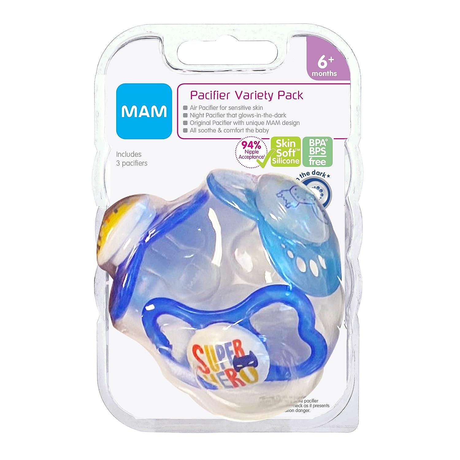 MAM Variety Pack Baby Pacifier - 3 Types for Healthy Oral Development ...