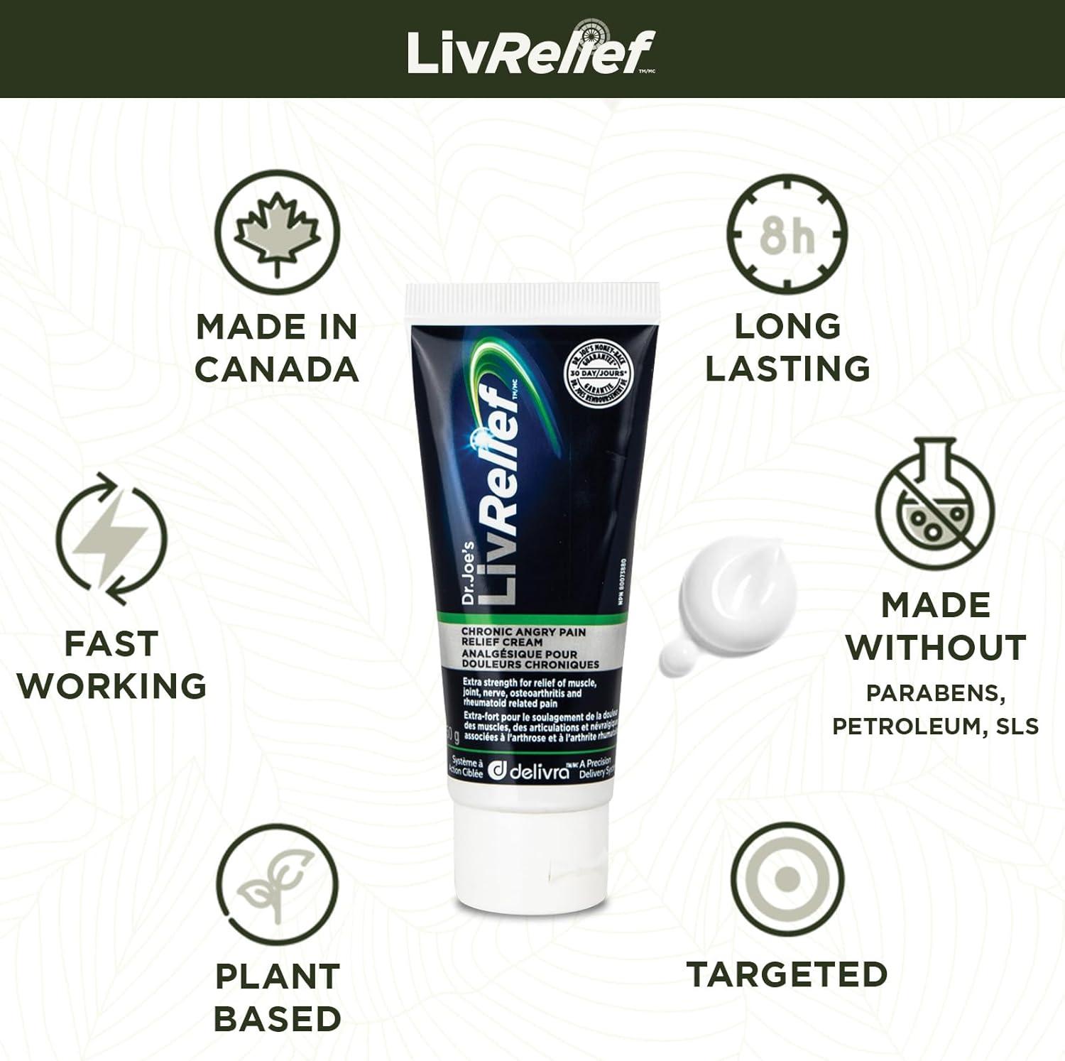LivRelief Extra Strength Chronic Angry Pain Relief Cream - Penetrating ...