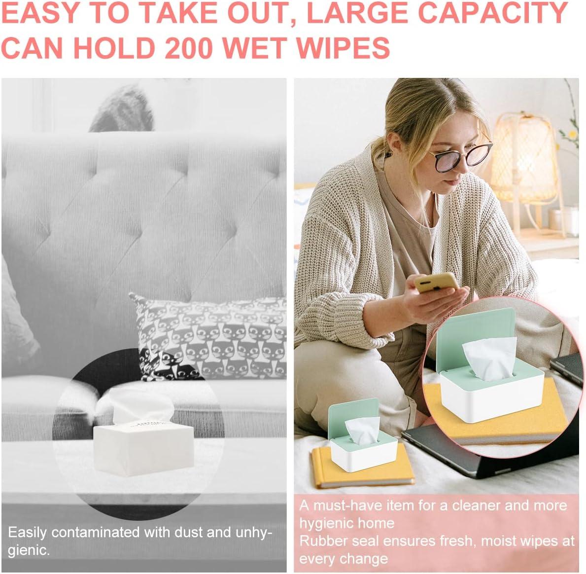 Green Wet Wipes Dispenser Box with Lid Seal - Home & Office Desk ...