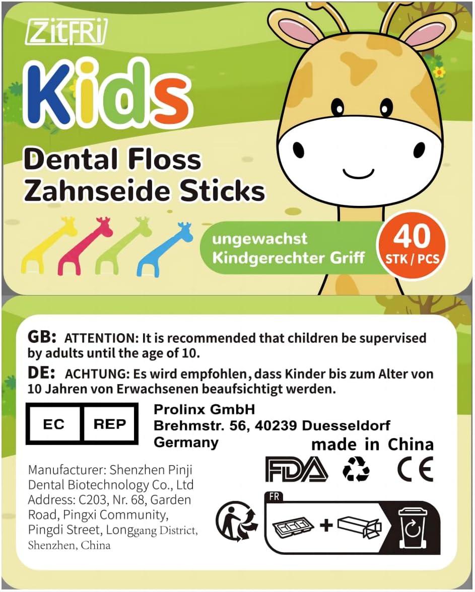 Buy Dnours Zitfri 160 Dental Floss Sticks for Kids - Fun Giraffe Design ...