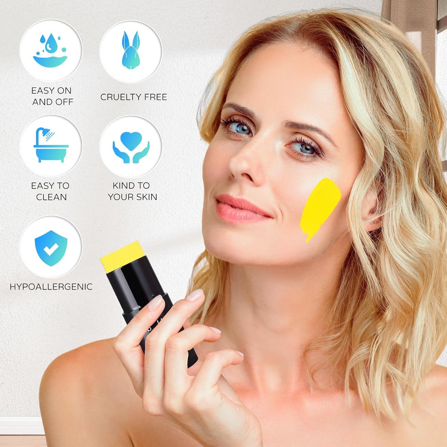 Yellow Face Paint Stick 1.06 Oz - Non-toxic Cream Body Makeup for ...
