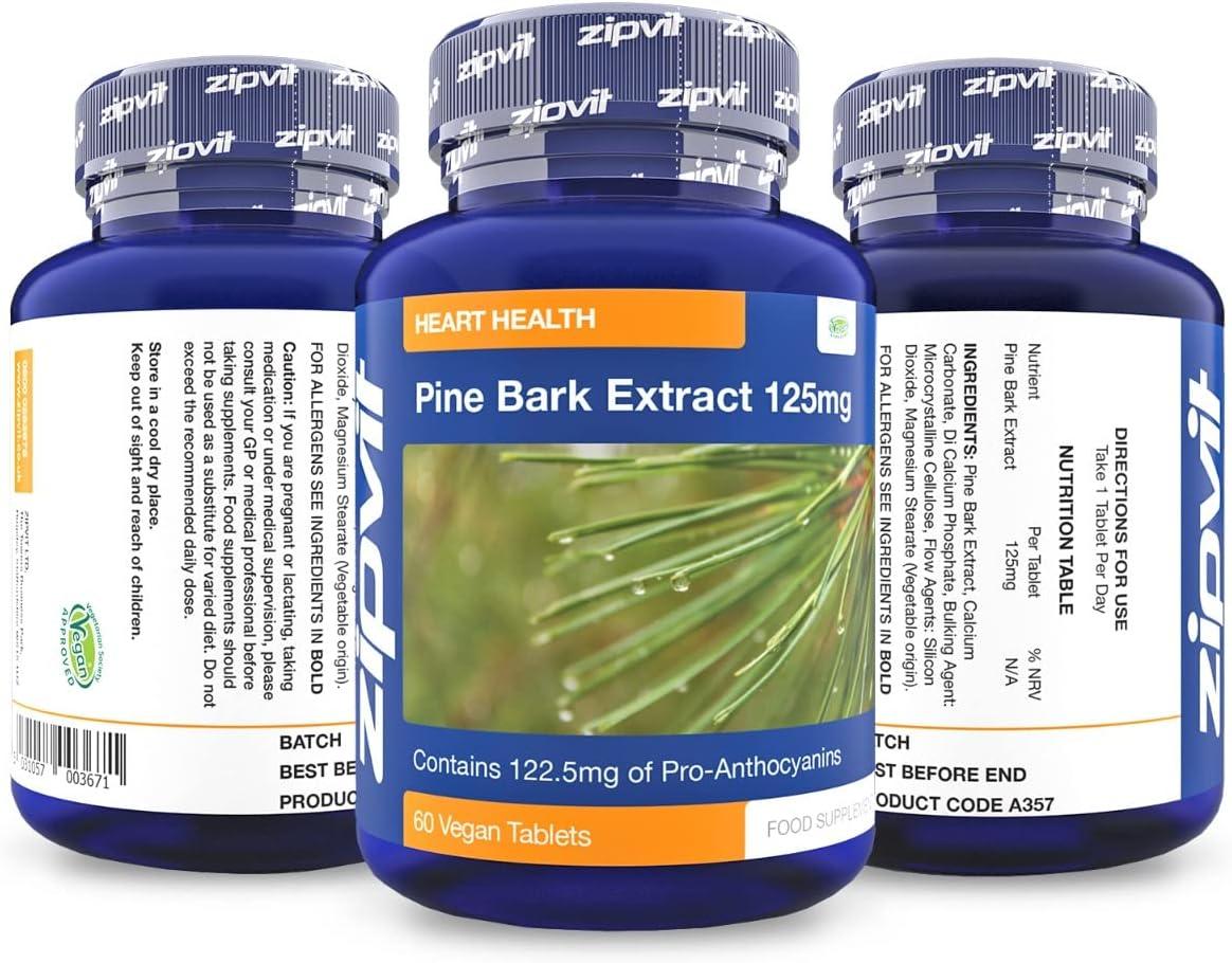 Pine Bark Extract 125mg - High Strength Vegan Tablets | Rich in ...