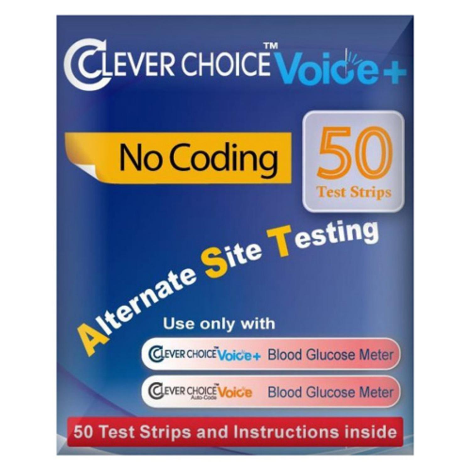 Clever Choice Auto- Voice Blood Glucose Test Strips - Blue Color ...