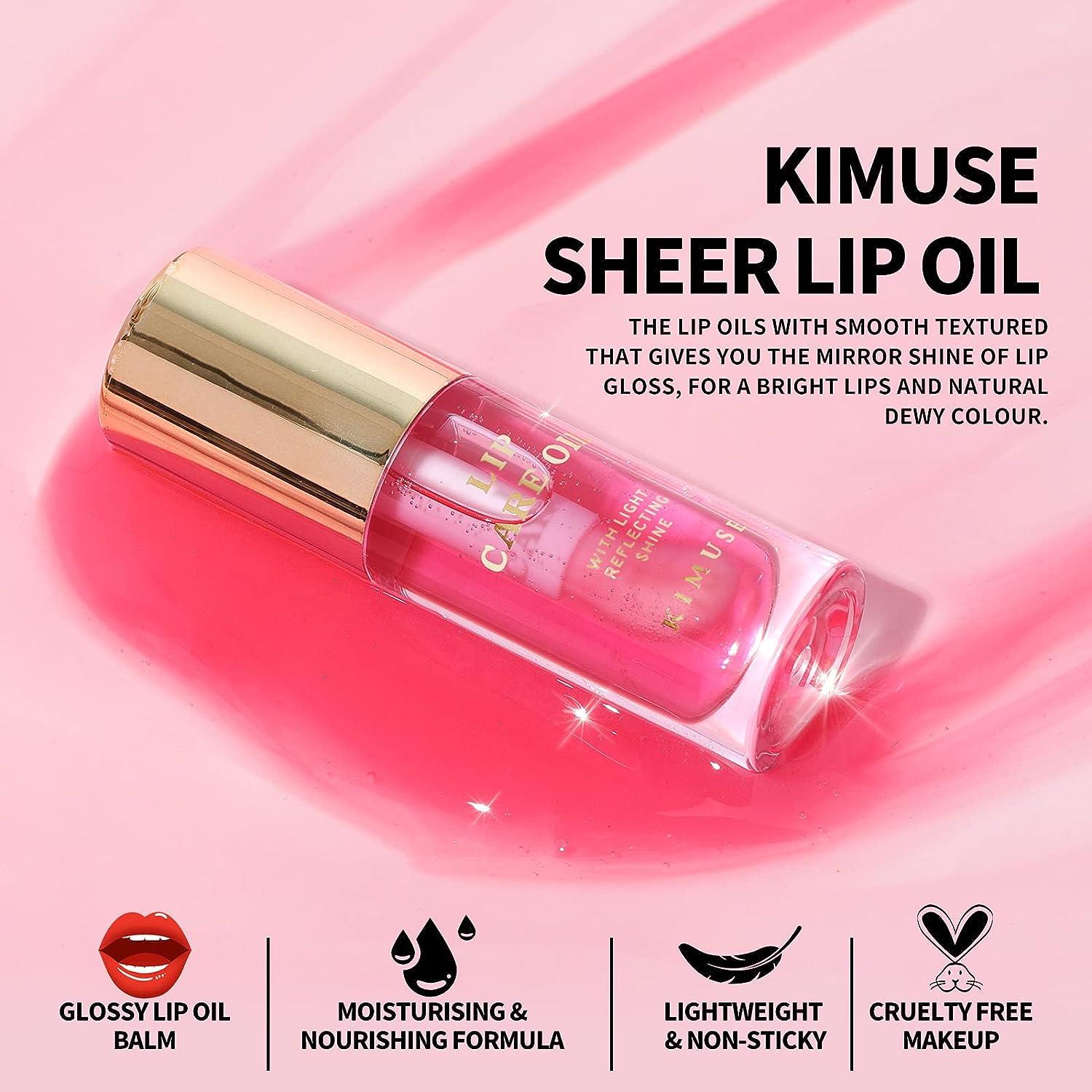 KIMUSE Sheer Lip Oil - Hydrating Lip Plumper Gloss for Dry Lips - Pink ...