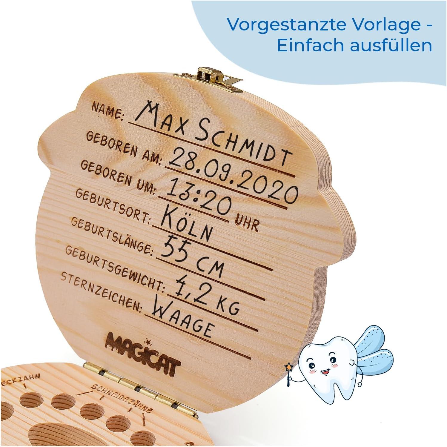 Magicat Premium Milk Tooth Jar for Boys - Wooden Keepsake Box for Baby ...