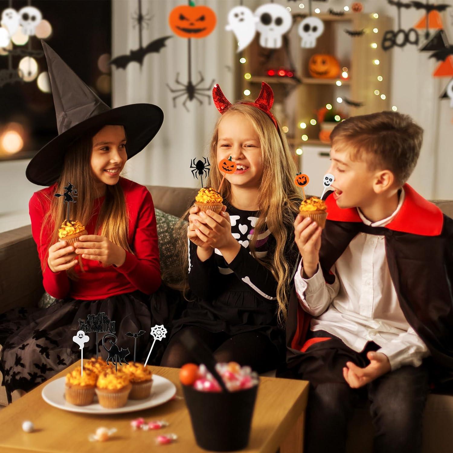 Tioncy 100 Pieces Halloween Plastic Picks Halloween Food Picks Funny ...