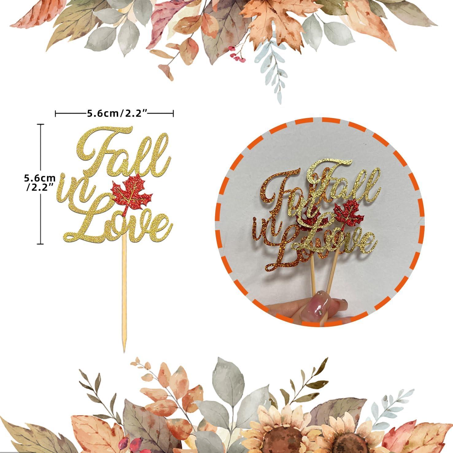 Moitkptt 24PCS Fall in Love Cake Topper Fall Theme Party Decorations ...